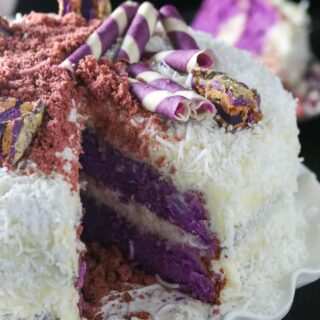 Ube Cake with White Chocolate Coconut Cream | Woman Scribbles